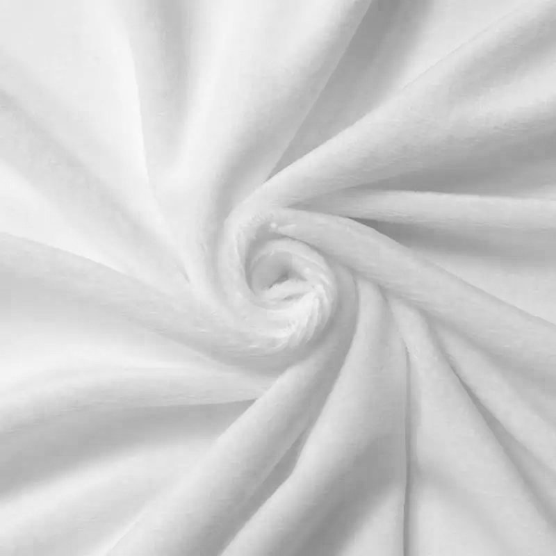 Plain white minky fabric - Tissus Print