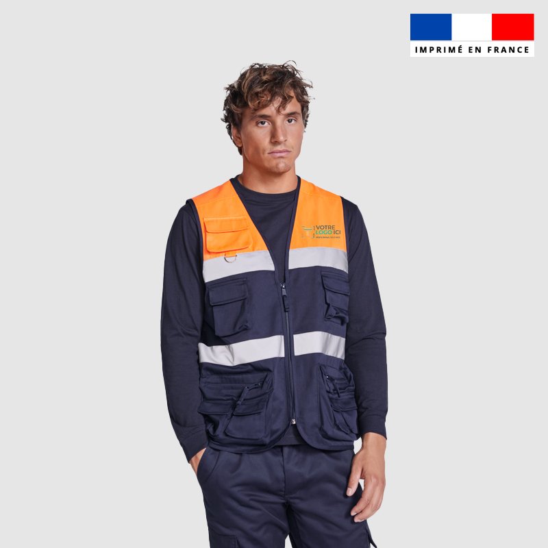 Multi pocket jacket customizable high visibility - Tissus Print